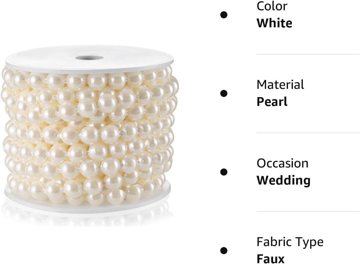 Half-Round Ivory Pearl Bead Garland String - 11 Yards, 10MM Flat Beaded ...