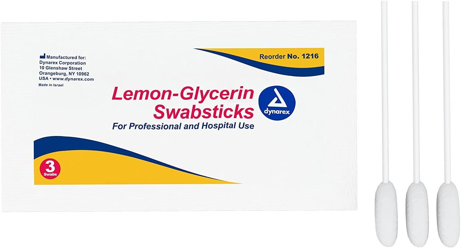 Dynarex Lemon/Glycerin Swabsticks 3's - 75 Count Box - Moisturizing and ...