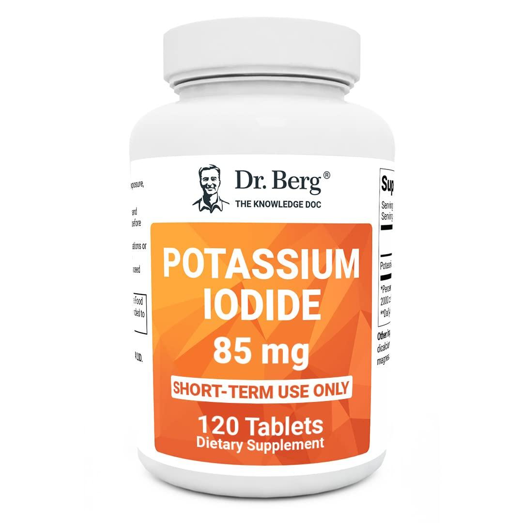 Dr. Berg's Potassium Iodide Tablets - 120ct Easy-to-Swallow Pills for ...