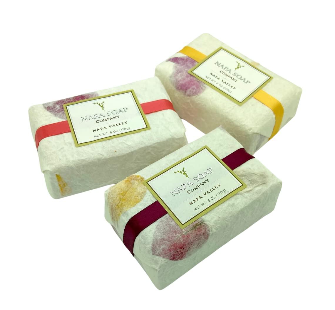 Napa Soap 3-Bar Gift Set - Wine Scented Bath Soaps for Smooth, Hydrated ...