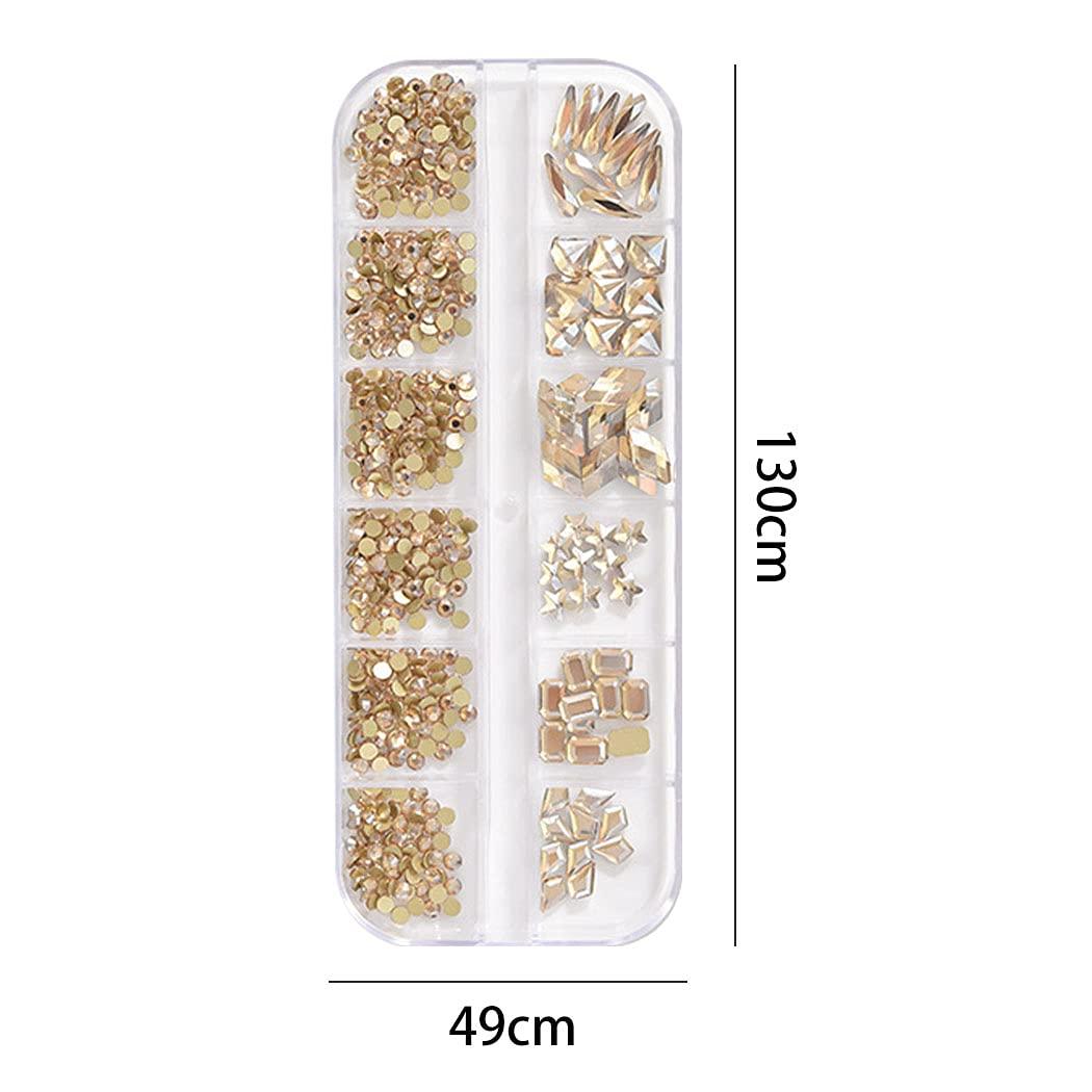 WOKOTO 2 Box Flat Back Champagne and Red Nail Rhinestones Crystal Set ...