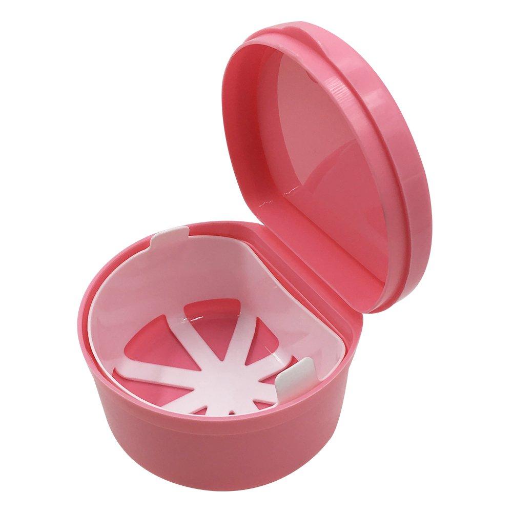 Denture Cup with Strainer & Brush Set - Pink Denture Retainer Case with ...