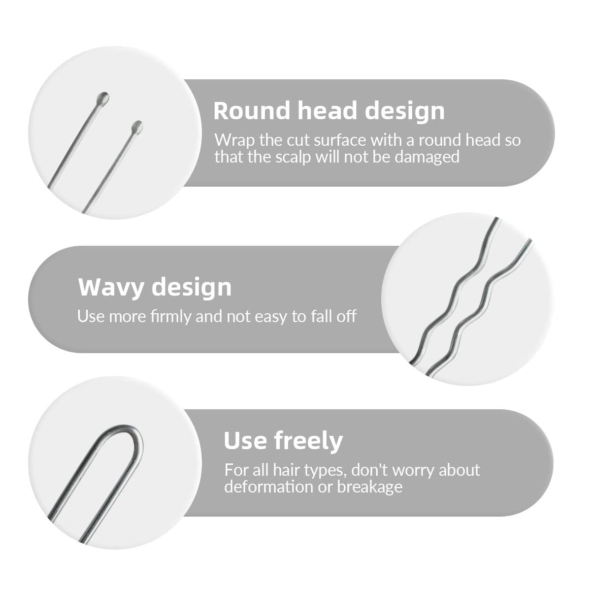 Invisible Wave Hairgrip U Shaped Hair Pins Kit - 100 PCS Large Heavy ...