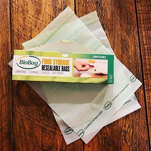 BioBag Compostable Resealable Food Storage Bags - 20 Quart Size, Eco ...