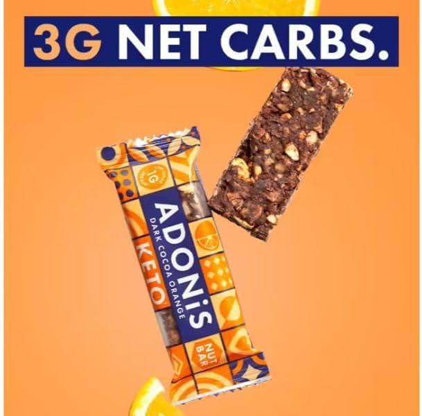 Adonis Keto Nut Bar Dark Cocoa Orange 16x35g - Delicious Low Carb Snack ...