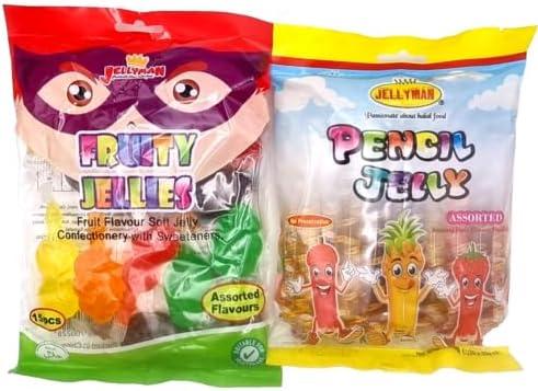 Jellyman Fruity Jellies & Fruit Jelly Straw Sticks. 25 pieces of Tik ...