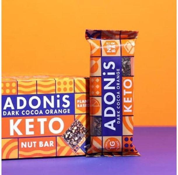 Adonis Keto Nut Bar Dark Cocoa Orange 16x35g - Delicious Low Carb Snack ...