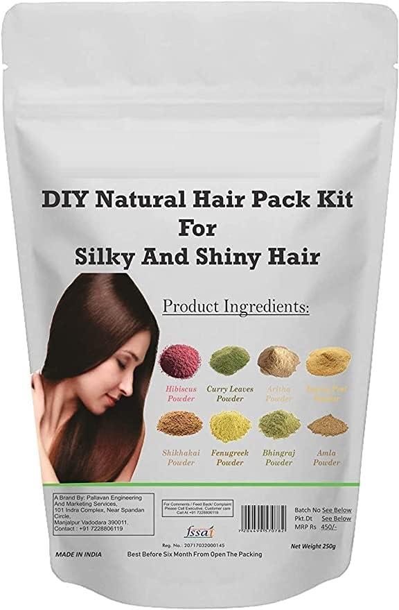 DIY Natural Hair Pack Kit for Silky and Shiny Hair Green 250 g