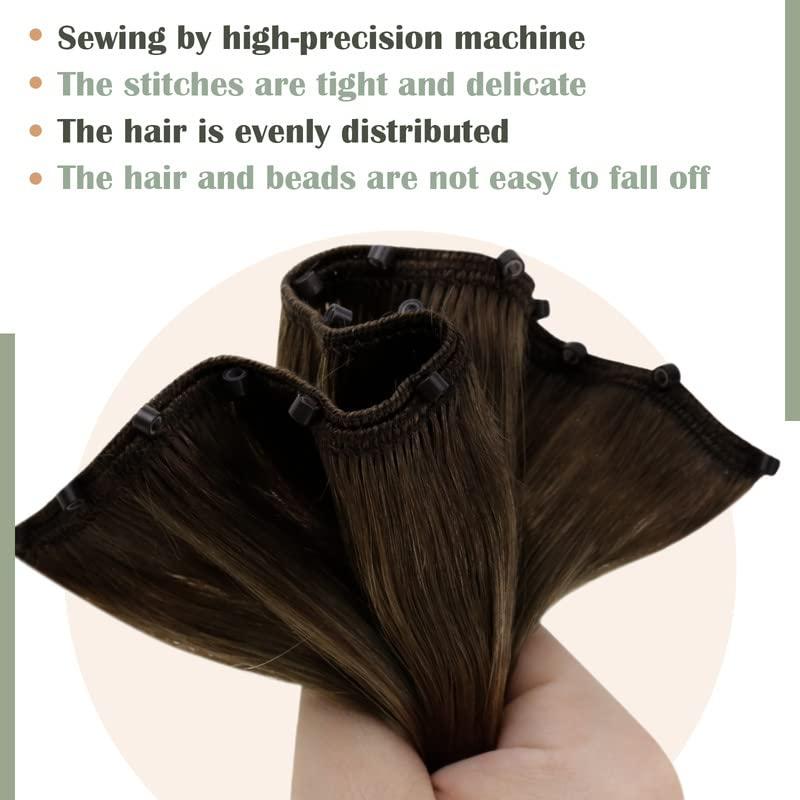 LAAVOO EZ WEFT Human Hair Extensions - Brown Ombre Microbeads Balayage ...