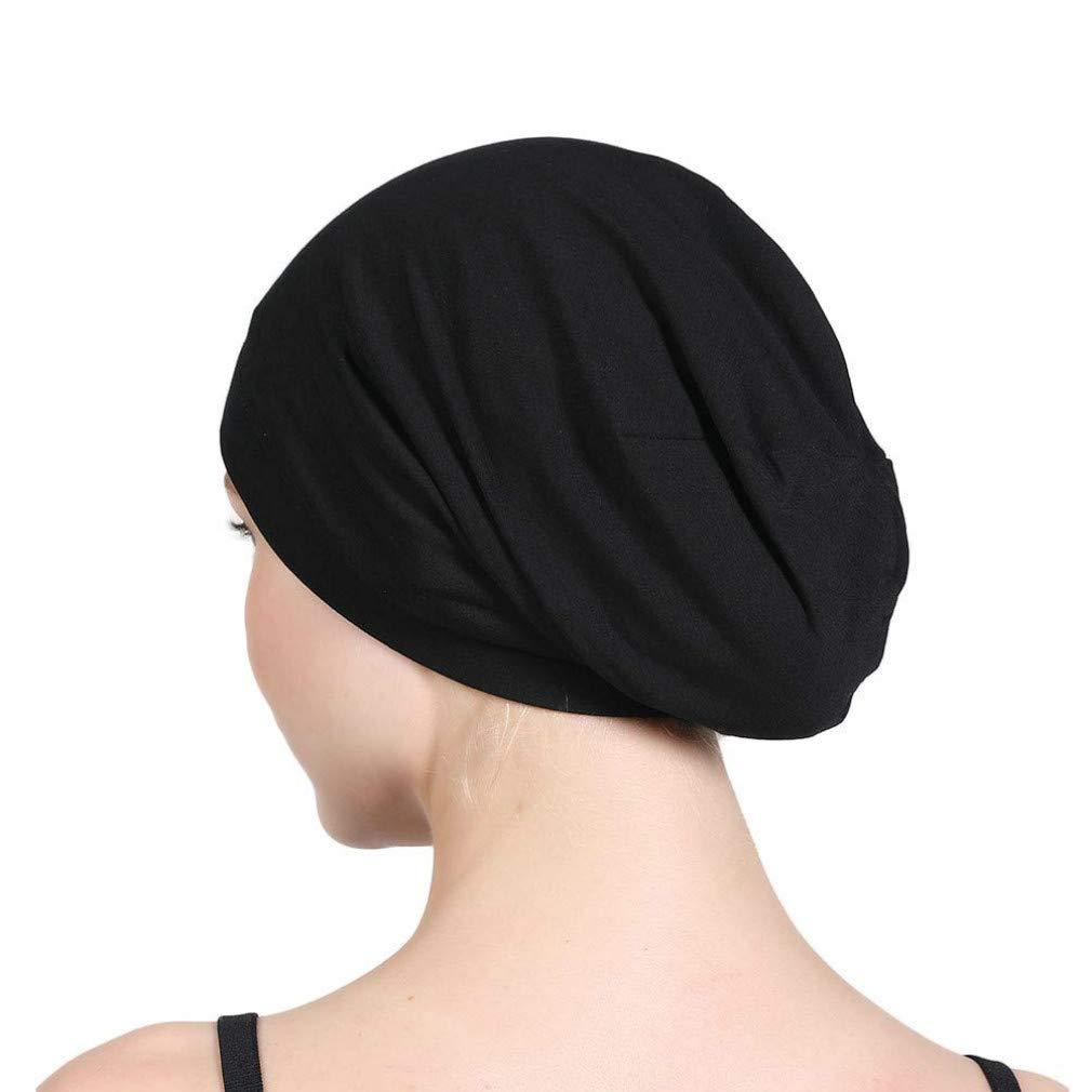 Satin Silk Lined Black Sleep Cap for Frizzy Hair Women - Prevent Frizz ...