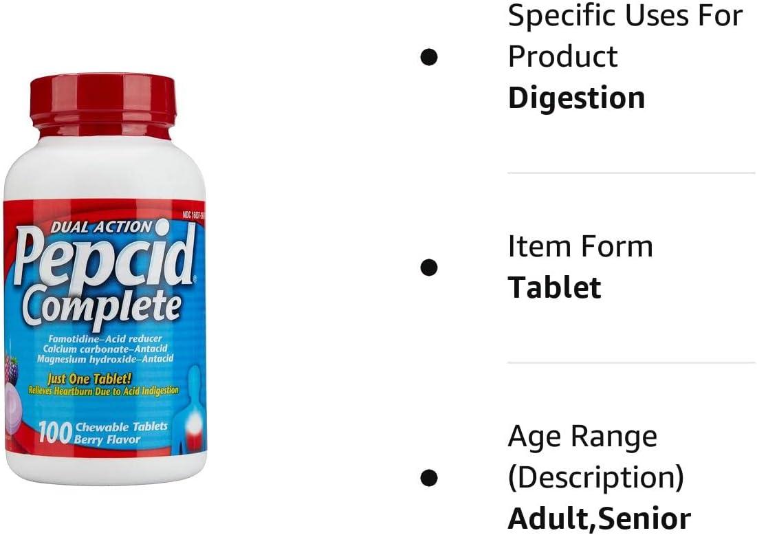 Pepcid Complete Berry Flavor Chewable Tablets - 100 ct (2 Bottles, 50 ...