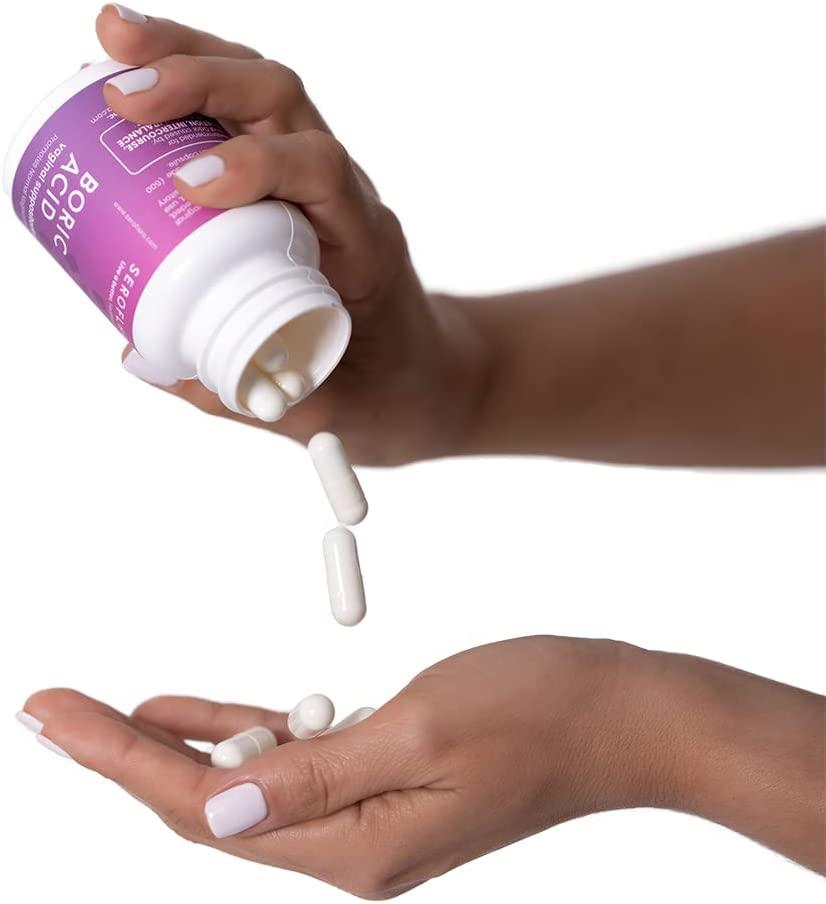 Seroflora Boric Acid Vaginal Suppositories 600 mg 28 Capsules - Boric ...