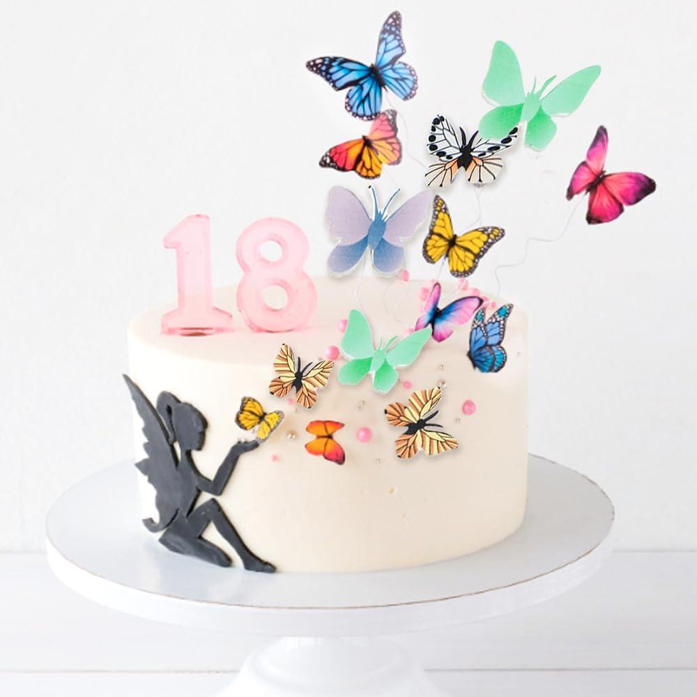 72 Pcs Edible Butterfly Cupcake Toppers With Box Art Butterfly Cake ...