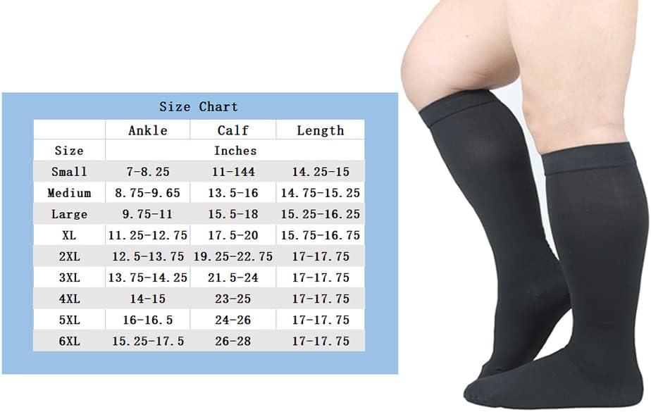 7XL Wide Calf Compression Socks 20-32 mmHg for Men and Women - Black ...