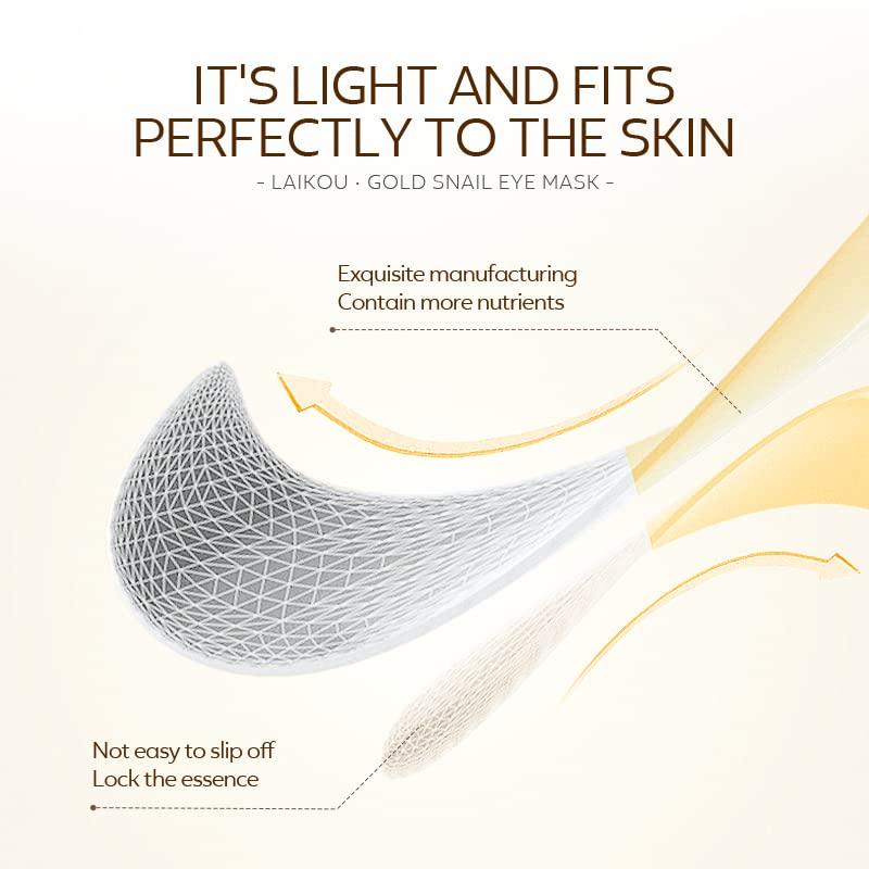 Gold Snail Eye Mask - 50 PCS Under Eye Patches for Puffy Eyes, Dark ...