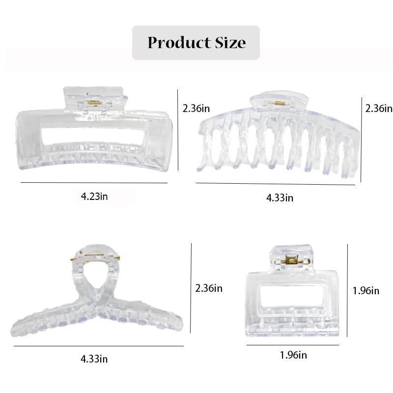 CHAOBANG 4 pcs Transparent Hair Clips - Strong Hold Interlocking Clips ...