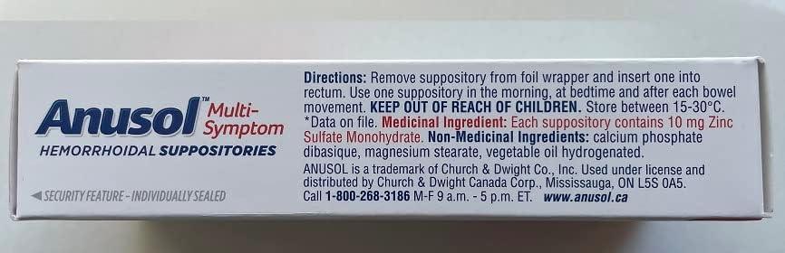 Anusol Multi-Symptom 24 Hemorrhoidal Suppositories - Fast Relief for ...