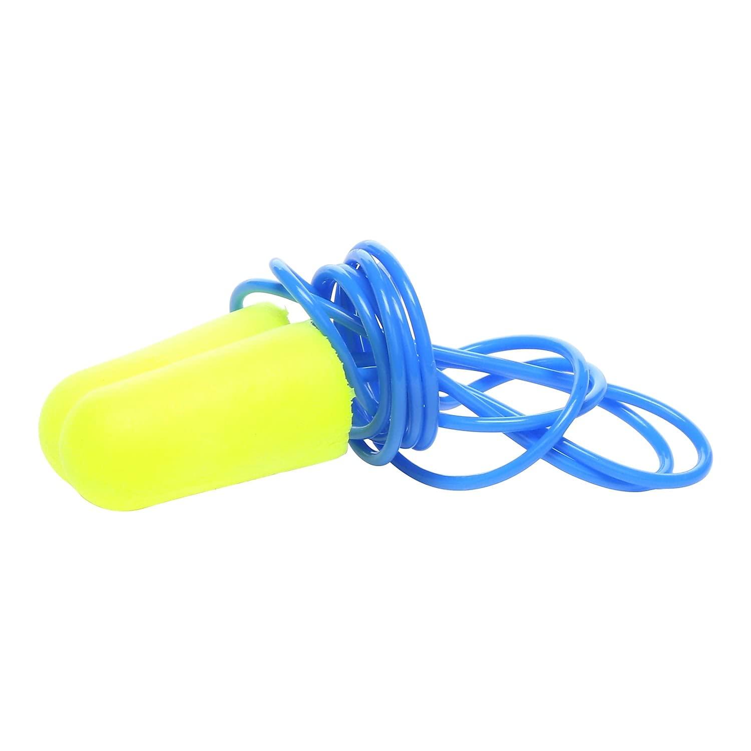 3M E-A-Rsoft Yellow Neon Earplugs - Corded Foam Regular Size 200 ct ...