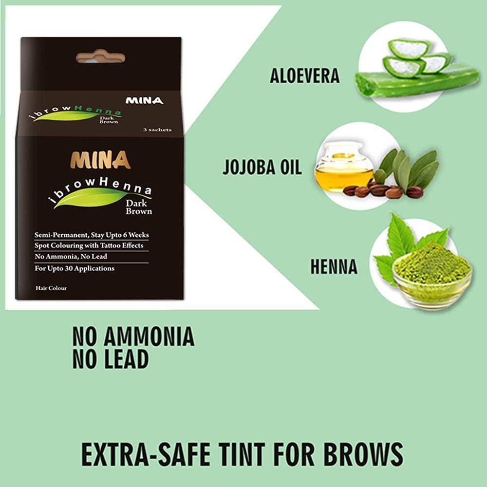 MINA Ibrow Henna Dark Brown Regular Pack - Coloring Kit for Perfect ...