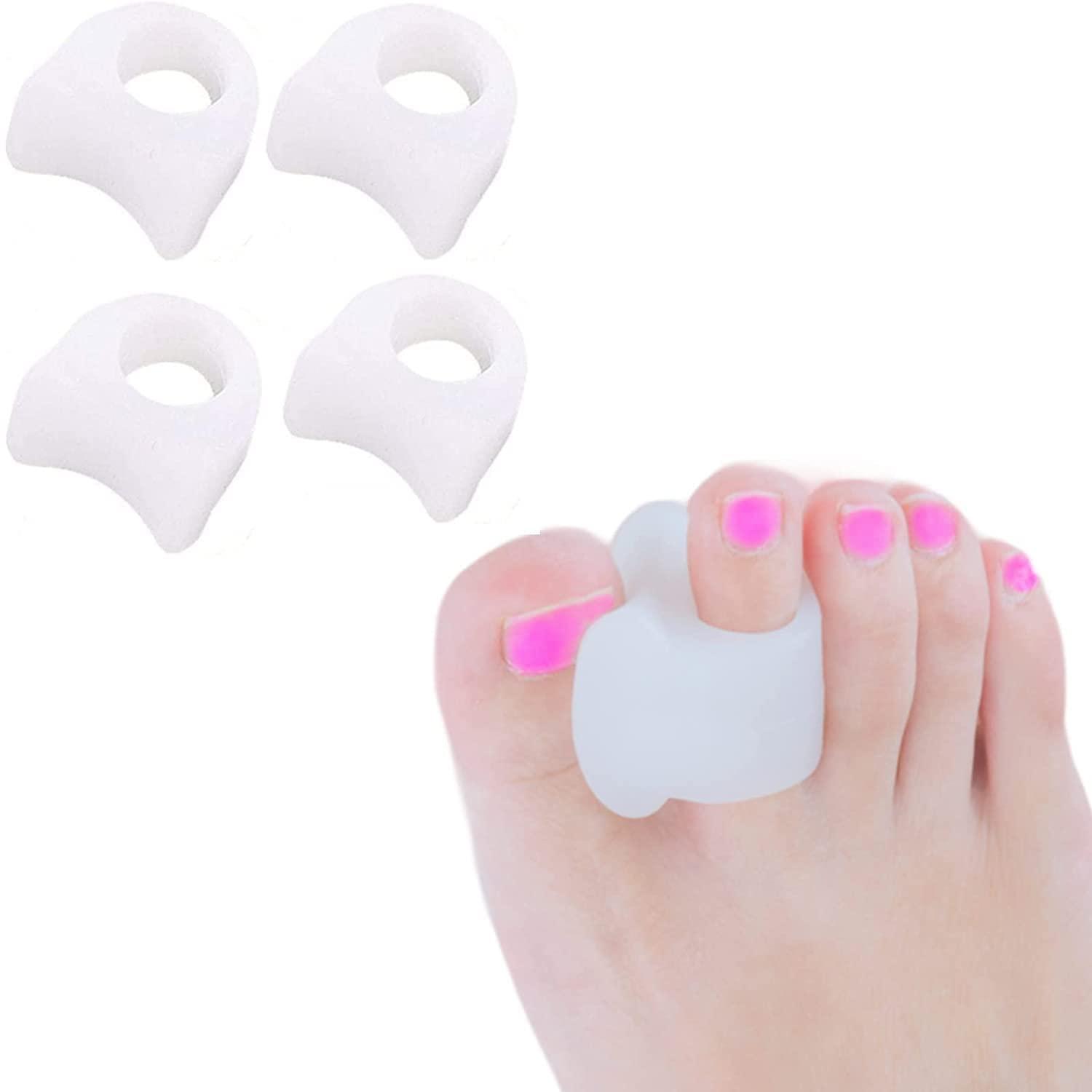 White Gel No Toe Stretcher - 4 Pieces Silicone Toe Separator for Hallux ...