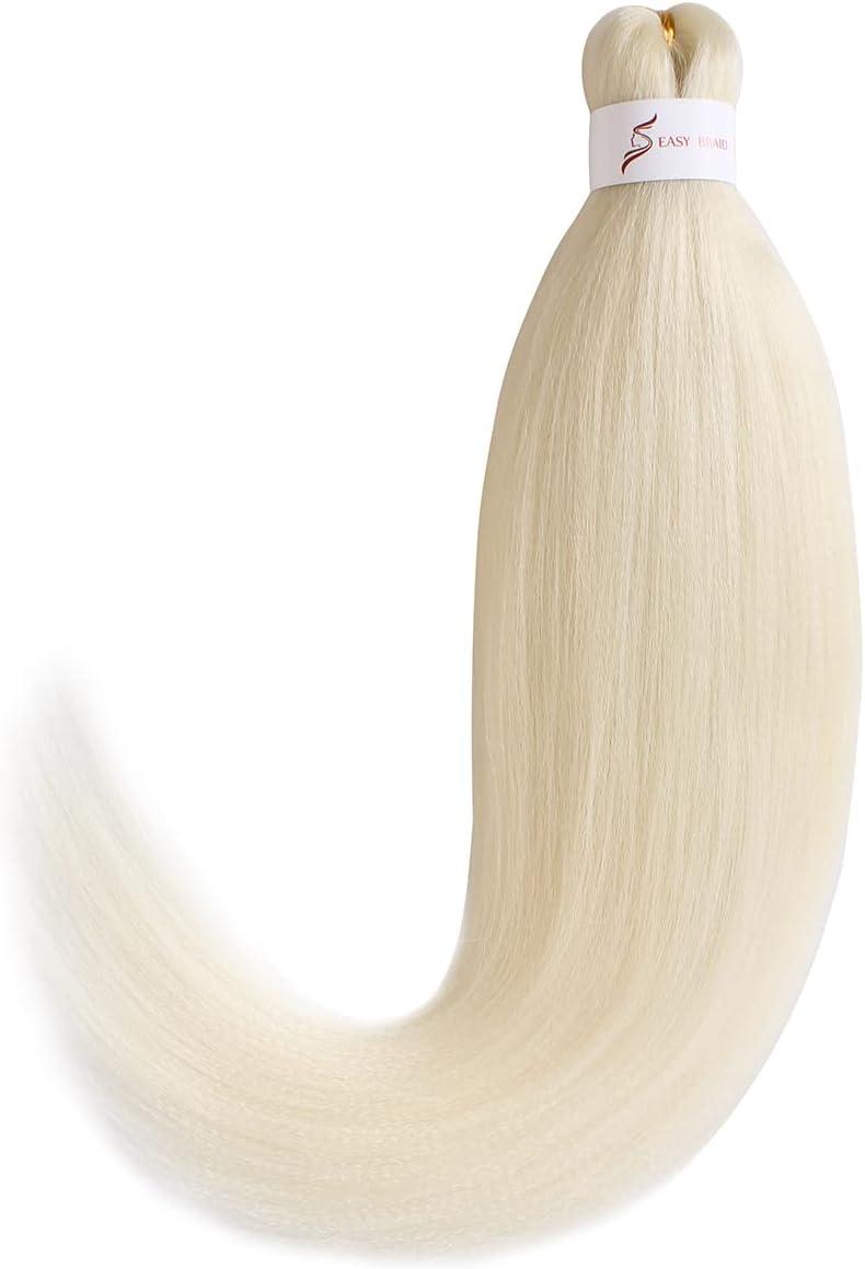 Leeven 3 Packs Blonde Pre Stretched Braiding Hair 26 Inch Yaki Braiding ...
