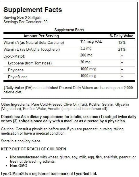 Healthy Origins LYC-O-MATO Lycopene 180 Softgels - Antioxidant Support ...