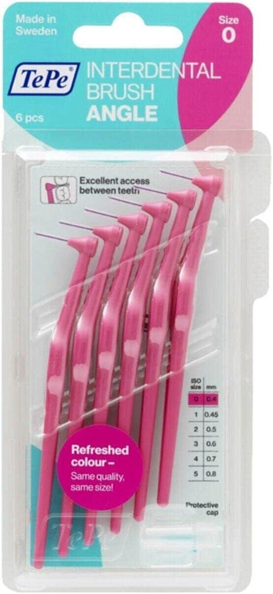 Tepe Angle Interdental Brushes Pack - Pink & Yellow 0.4mm 6 Pieces ...
