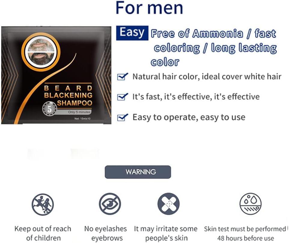 Black Beard Hair Shampoo Dye - 20 Pcs Natural Blackening Dye for Men ...