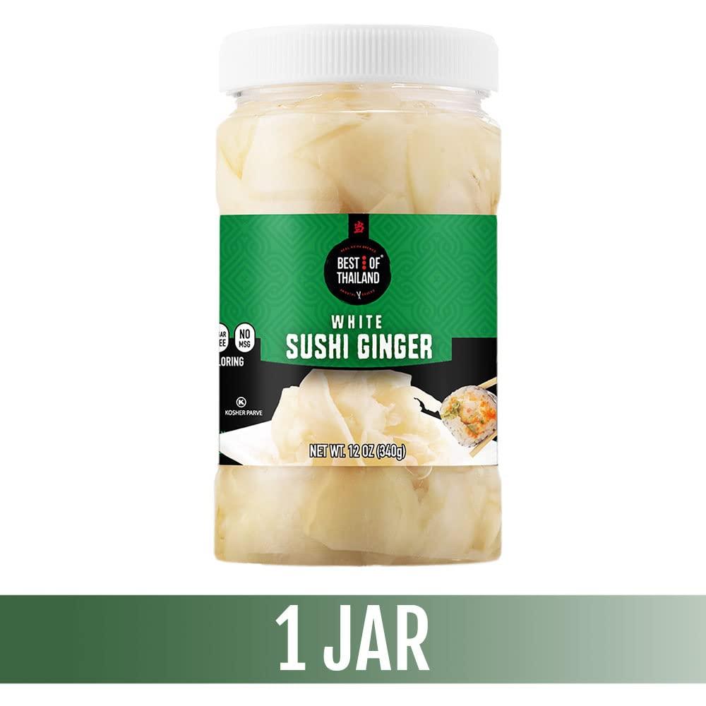 Premium Japanese White Pickled Sushi Ginger - Fresh Sliced Young Gari Ginger from Thailand ...