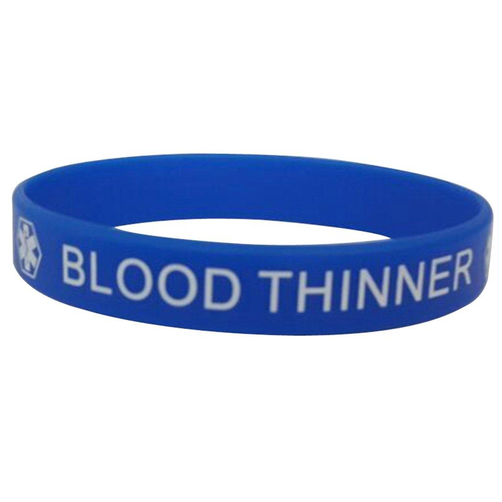 Blue Silicone Medical Alert Bracelet for Blood Thinner | Adjustable ...