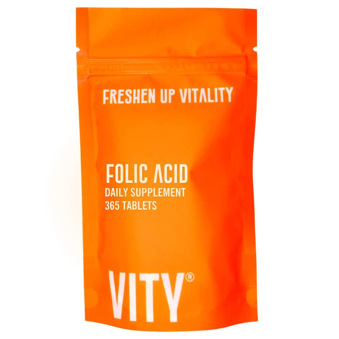 VITY Folic Acid 400mcg 365 Tablets - Vegan, Small Easy Swallow Tablets ...