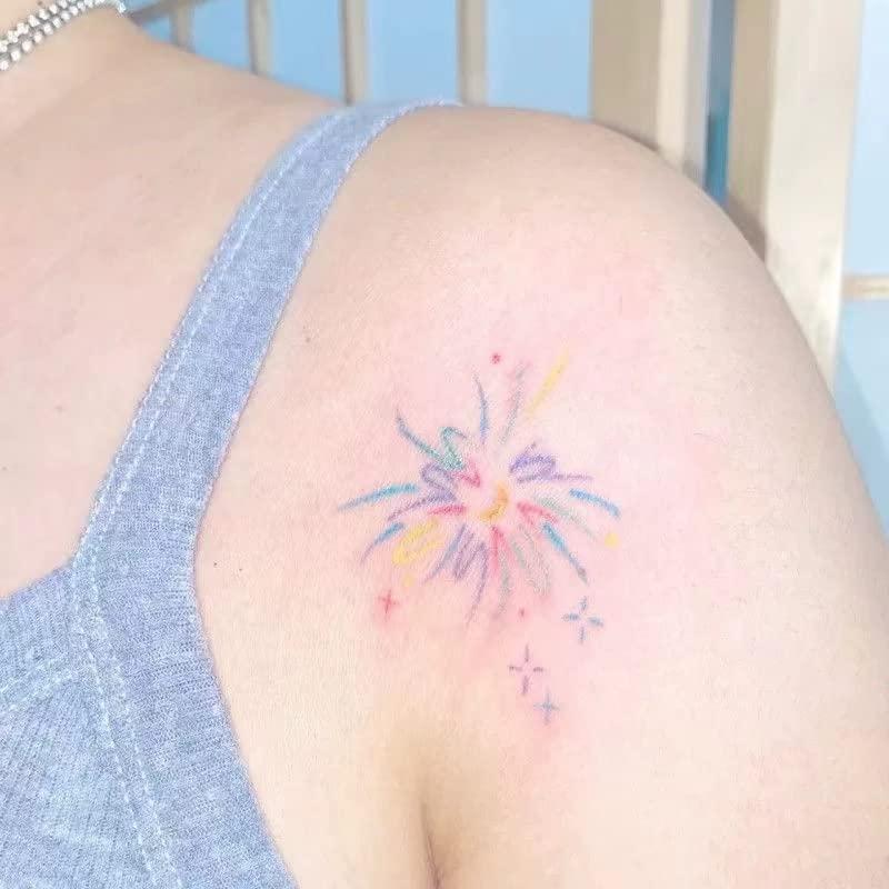 Fireworks Line Waterproof Temporary Tattoo Sticker - Multicolor Fantasy ...