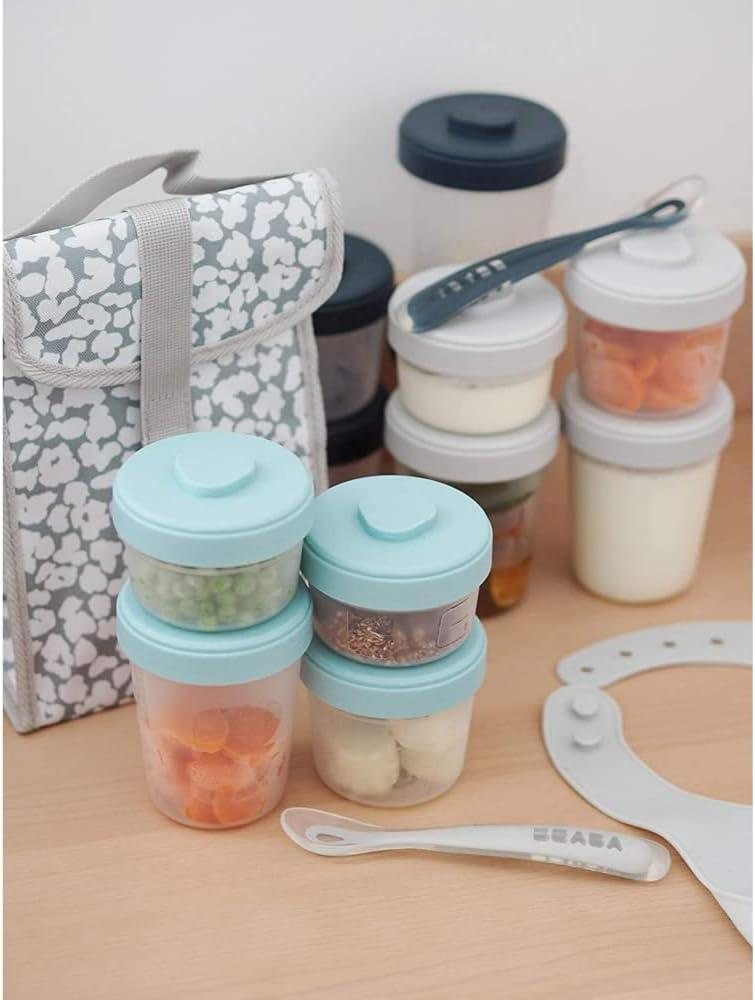 Interlocking Stackable Storage Pots Set - 8 Piece Baby Food Containers ...