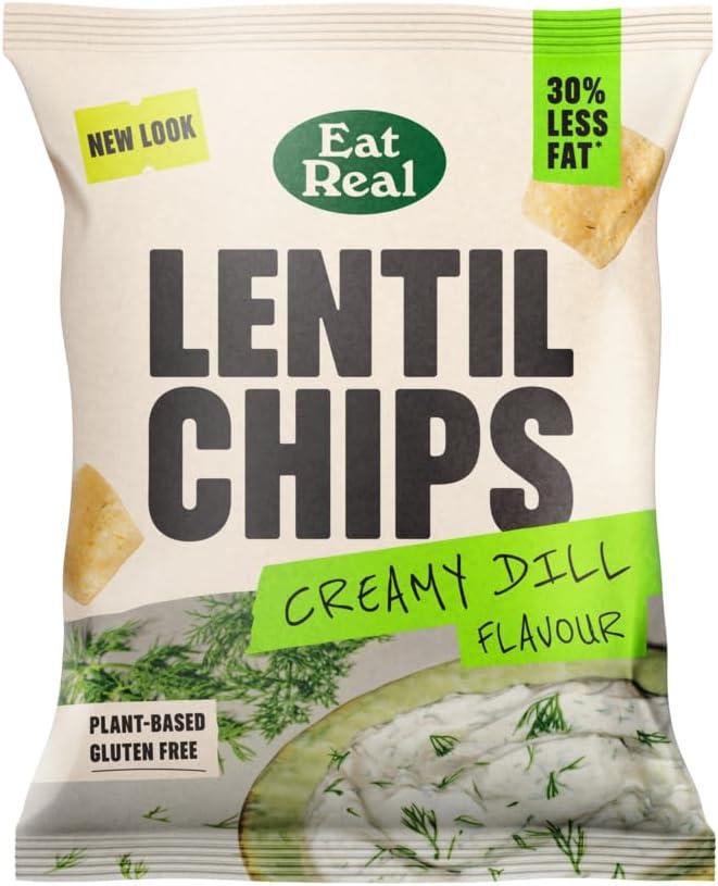 Eat Real Lentil Chips Creamy Dill 18 X 40g Gluten-free Crisps Multipack ...