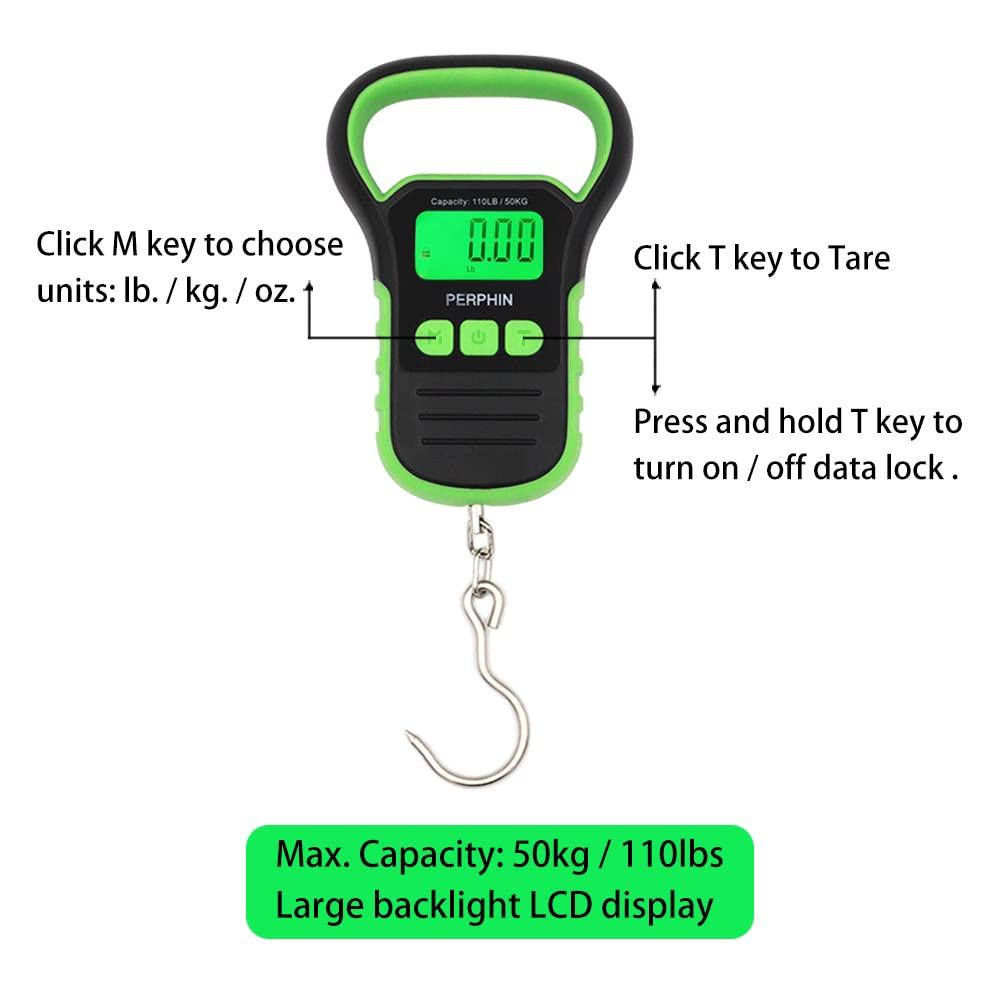 Portable Fishing Scale 110lb/50kg Rubberized Digital with Travel Pouch ...