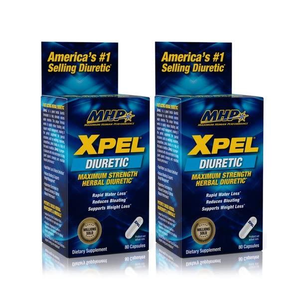 MHP Xpel Maximum Strength Diuretic Capsules 80 Count (Pack of 2) - Fast-Acting Water Retention ...