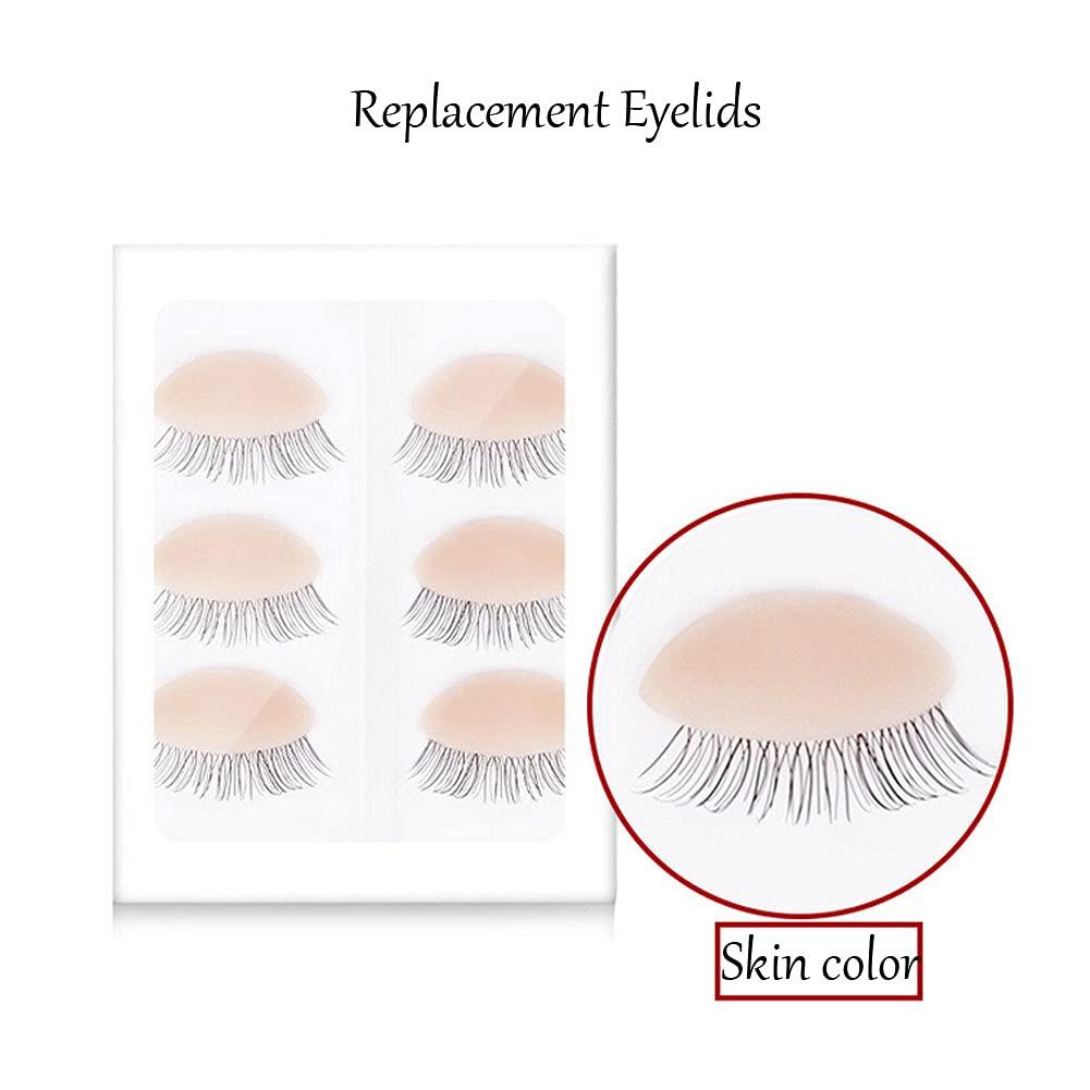 3 Pair Realistic Eyelash Training Heads with Removable Eyelids & Lashes ...