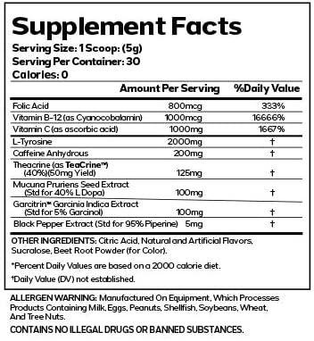 AML Dopa Rush Powder - Dopamine Maximizer - Cherry Lemon Flavor - 5.29 oz - Boost Alertness ...