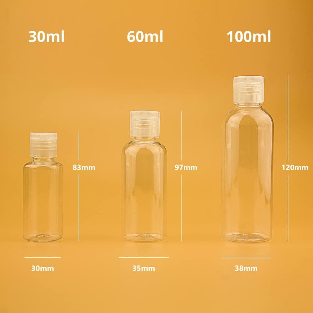 100ml Reusable Travel Bottles for Toiletries with Washbag Set Mini Size ...
