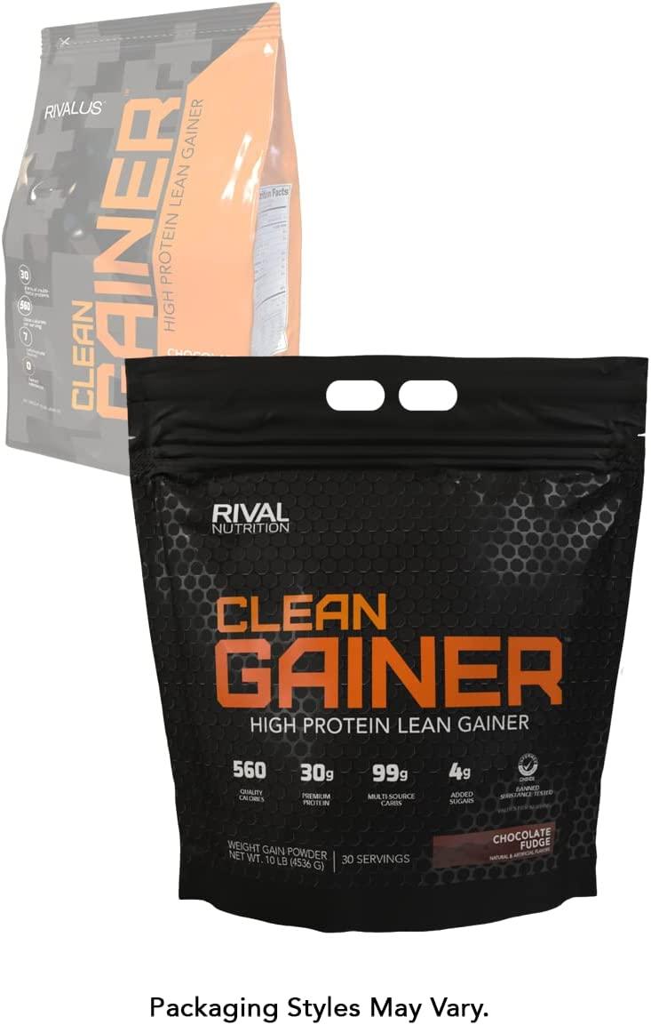 Rivalus Clean Gainer Chocolate Fudge 10lb - Lean Mass Gainer with Dairy ...