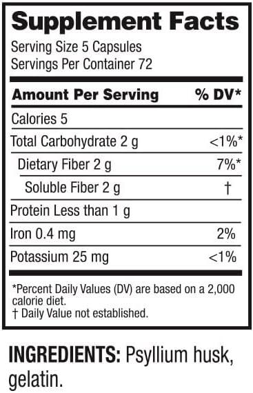 Guardian Psyllium Fiber Capsules - 360 Count Bottle for Digestive ...