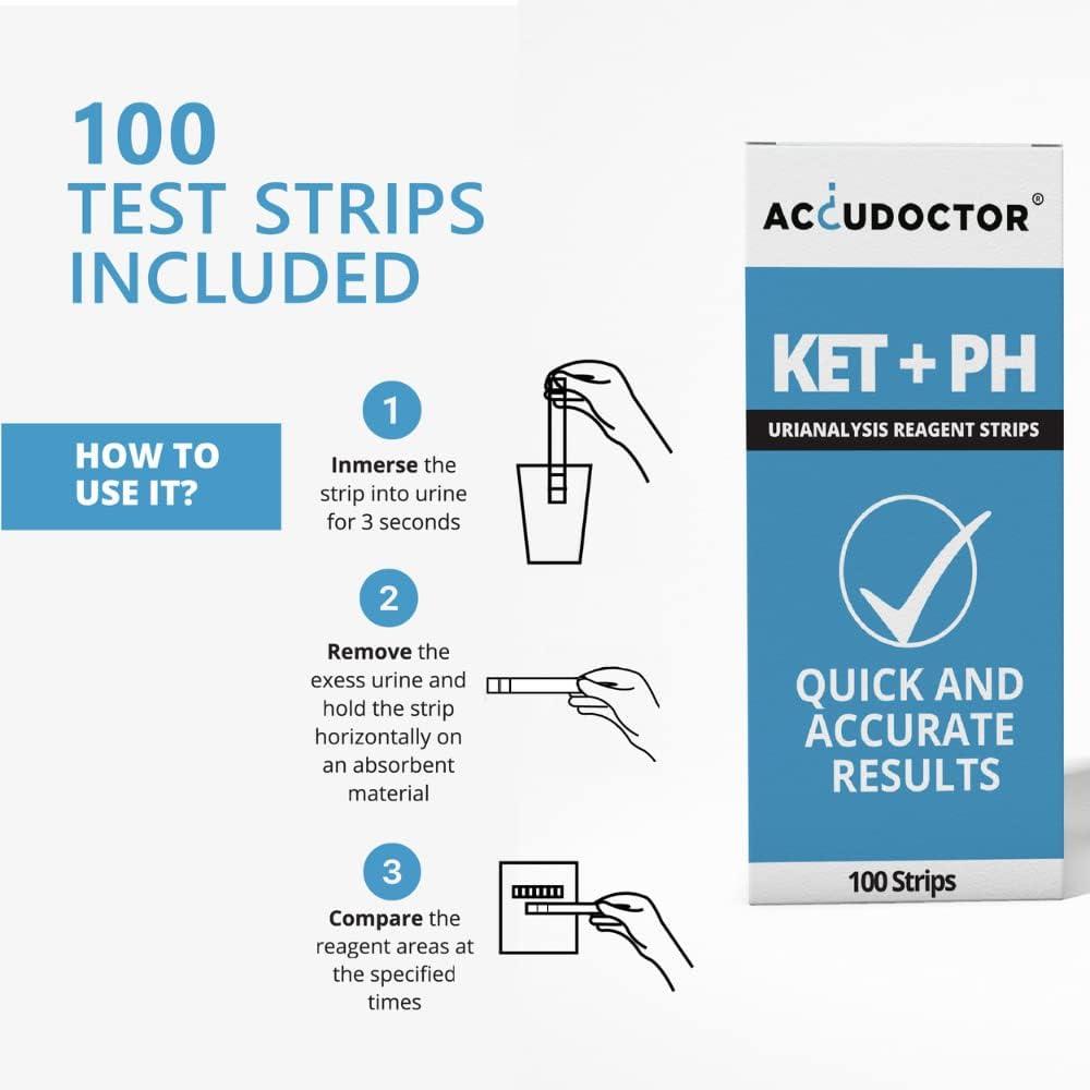 Accudoctor Ketone & pH Test Strips Kit for Urine Testing - Ketosis ...
