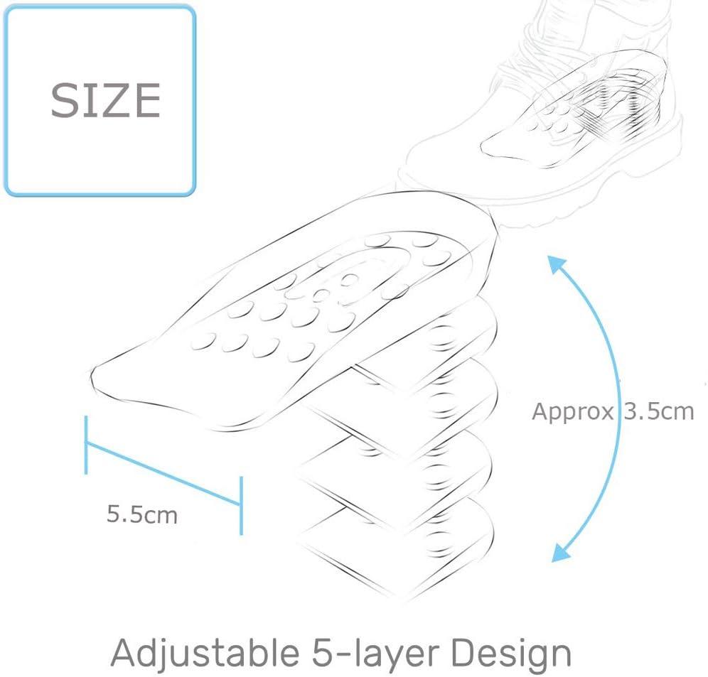 1Pair 5Layer Unisex Adjustable Clear Silicone Height Increase Insole ...