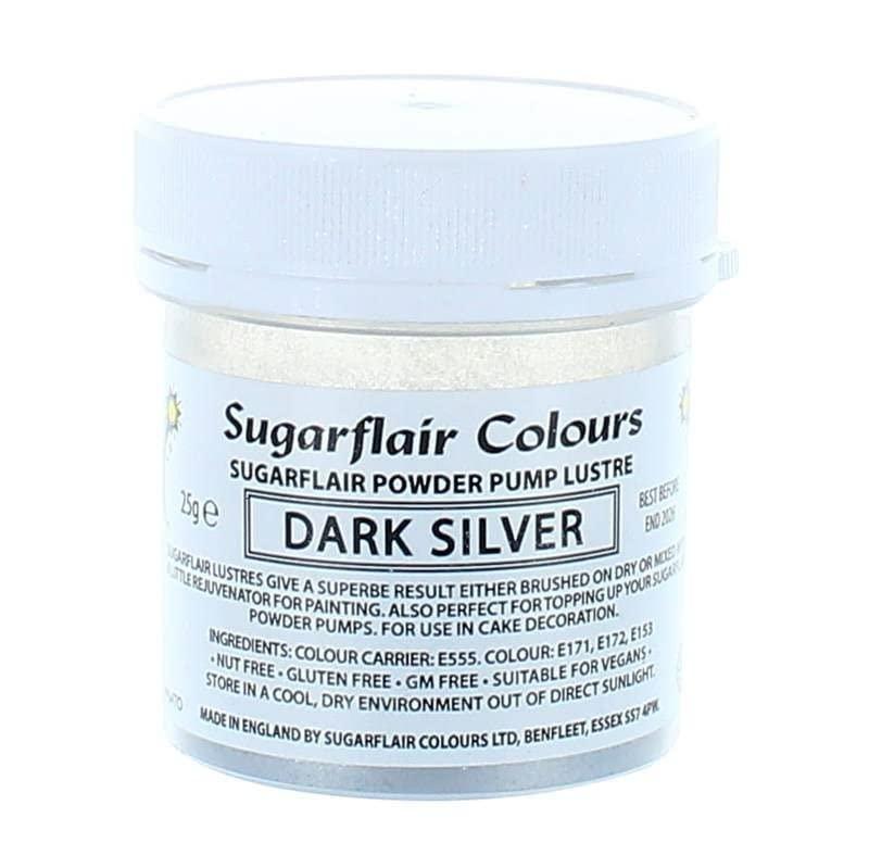 Sugarflair Dark Silver Edible Lustre Powder - 25g | Food Colouring for ...