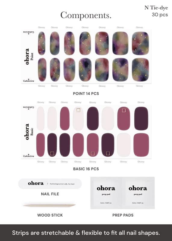ohora Semi Cured Gel Nail Strips (N Tie-dye) - Salon-Quality, Long Lasting, Easy Application ...