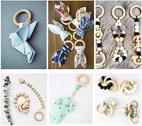 Organic Wooden Teething Rings - Set of 10 Smooth Teething Toys | 7cm ...