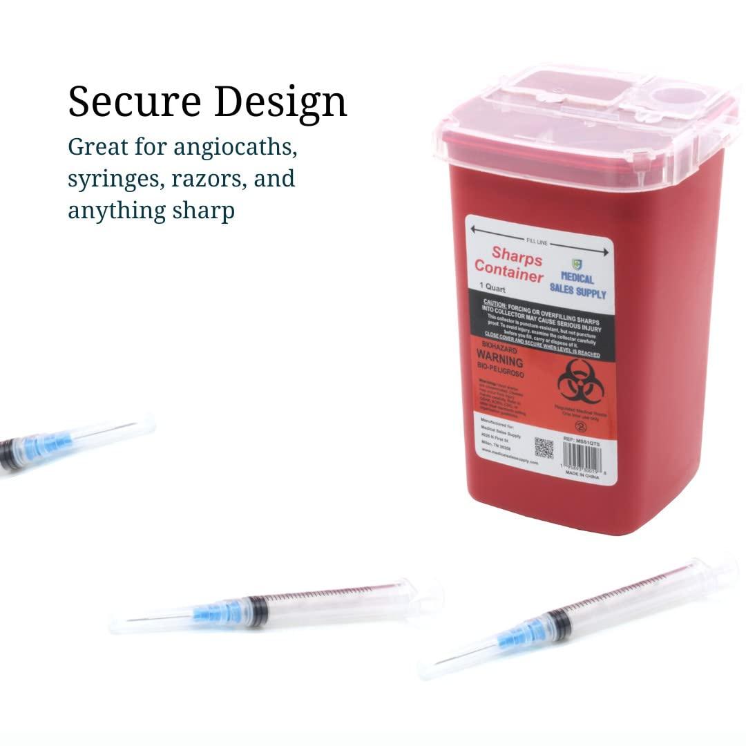 Medical Sales Supply 1 Quart Size (Pack of 3) Sharps Disposal Container ...
