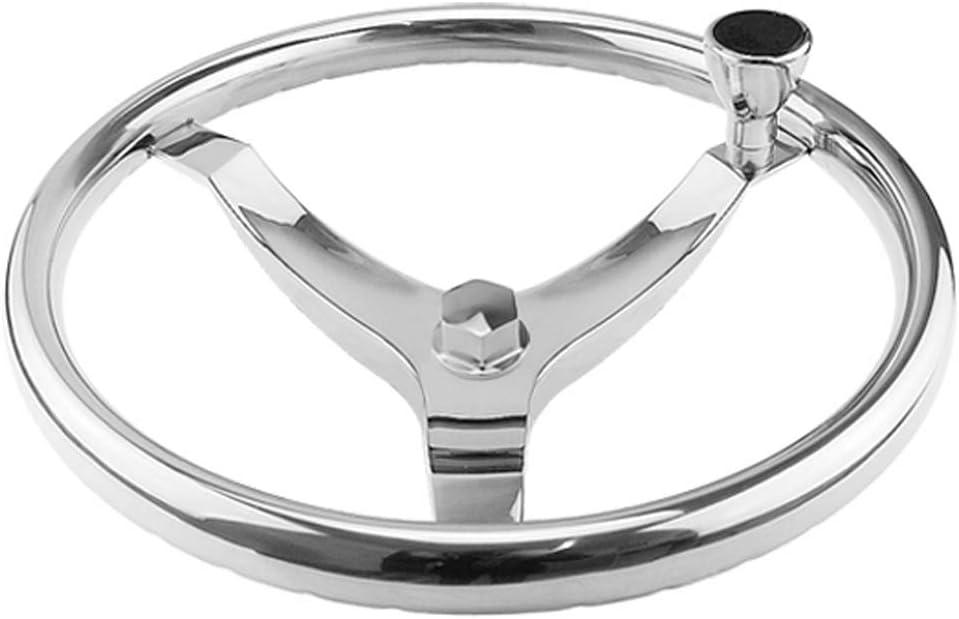 Stainless Steel Boat Steering Wheel 13-1/2 3 Spoke with Spinner Knob ...