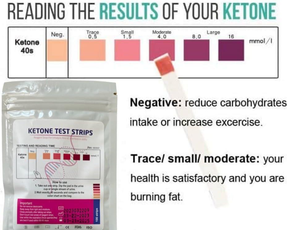 Ketone Test Strips (100 Strips) - Accurate Detection of Ketones in ...
