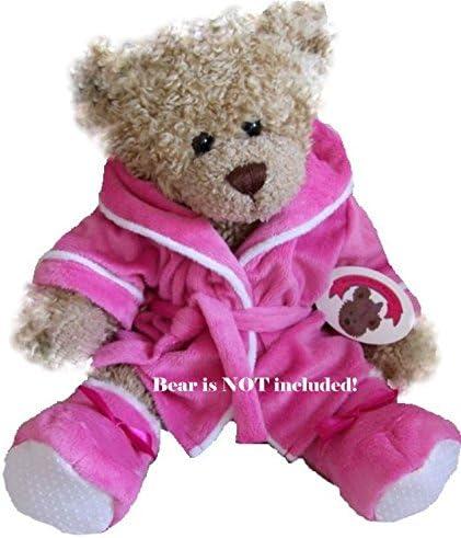 Build Your Bears Wardrobe Teddy Bear Robe with Slippers - Candy Pink ...